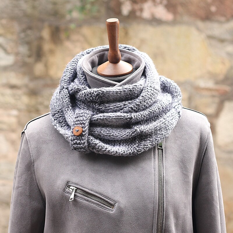 Knitted Button Scarf - Etsy