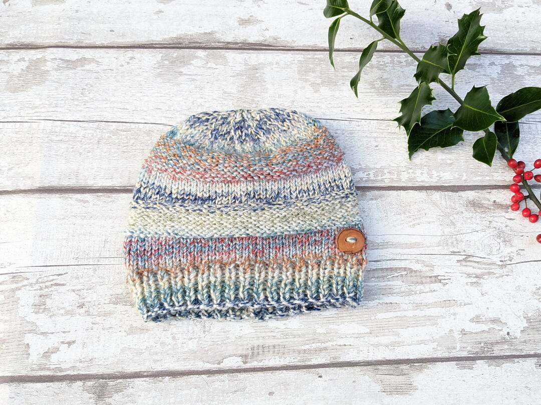 HAT Knitted Ice Blue Autumn Chunky Winter Hat, Women's Beanie Cap, Gift ...
