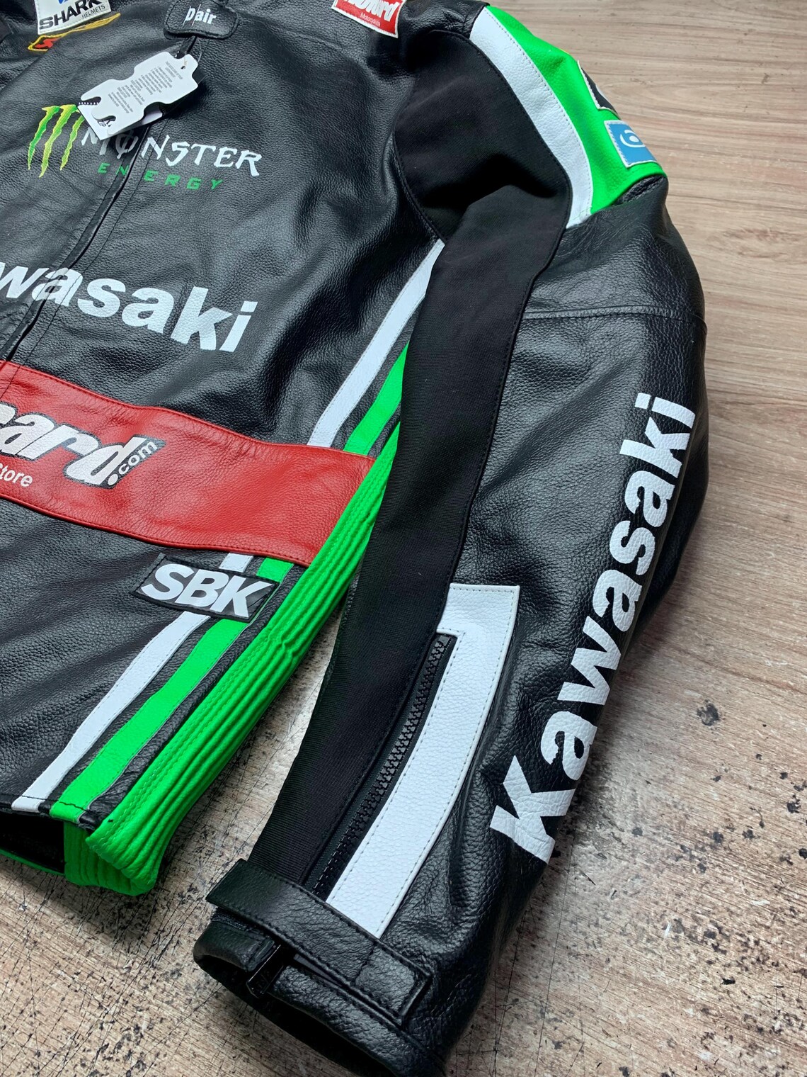 Kawasaki Ninja Monster Racing Motorbike Cowhide Leather Jacket New ...