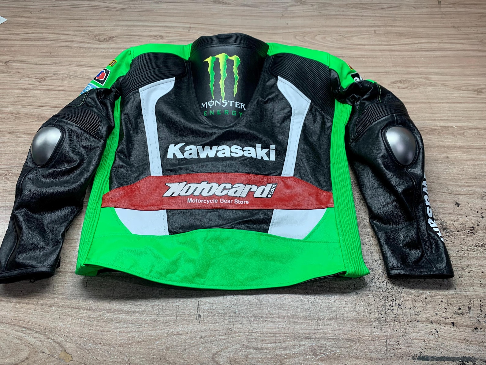 Kawasaki Ninja Monster Racing Motorbike Cowhide Leather Jacket New ...