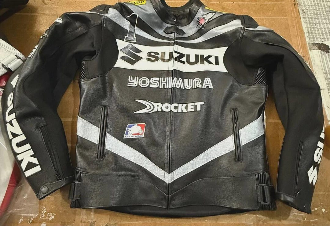 Suzuki Rocket Racing Motorbike Cowhide Leather Jacket New Suzuki Men's ...