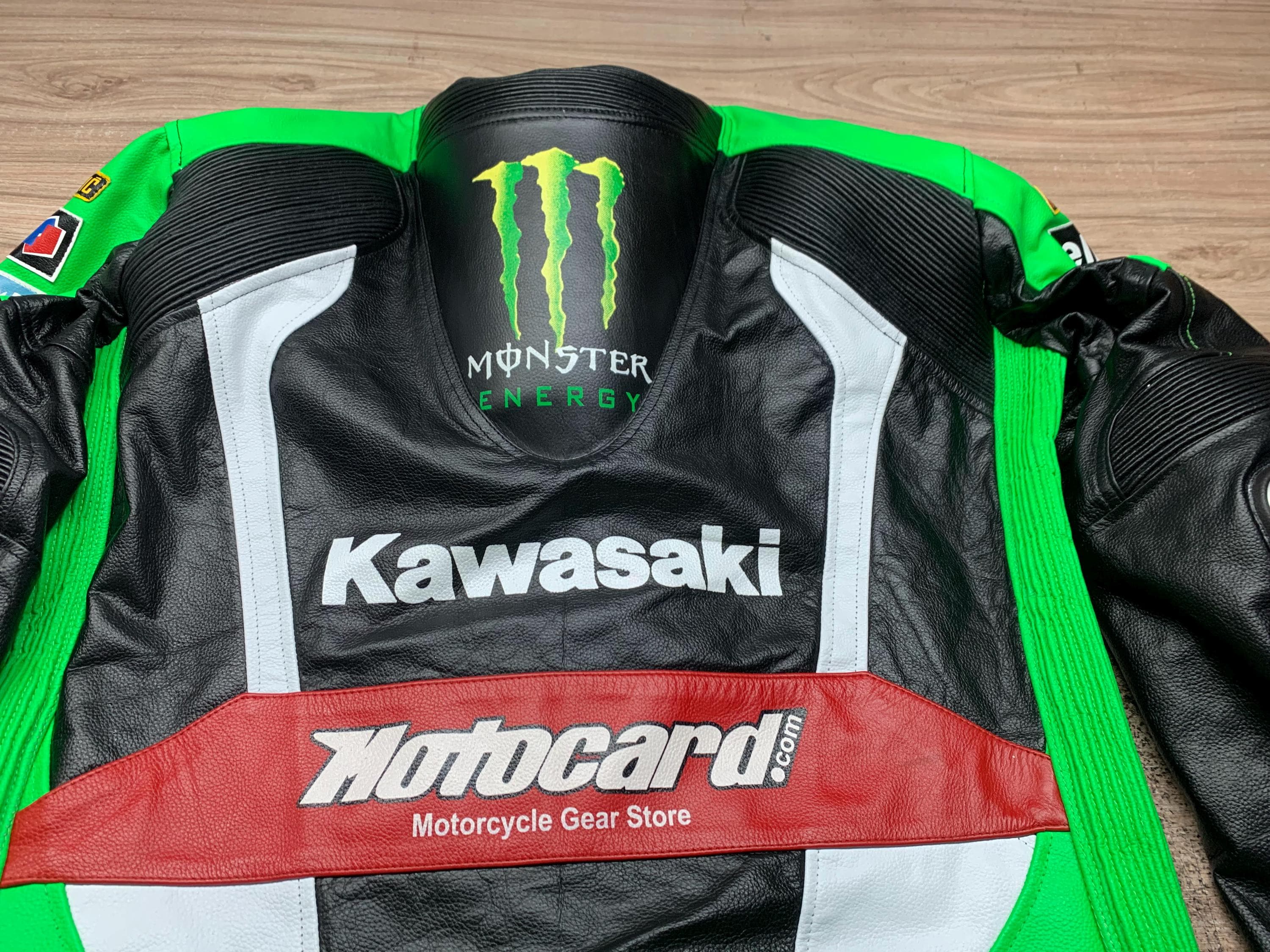 Kawasaki Ninja Monster Racing Motorbike Cowhide Leather Jacket New ...