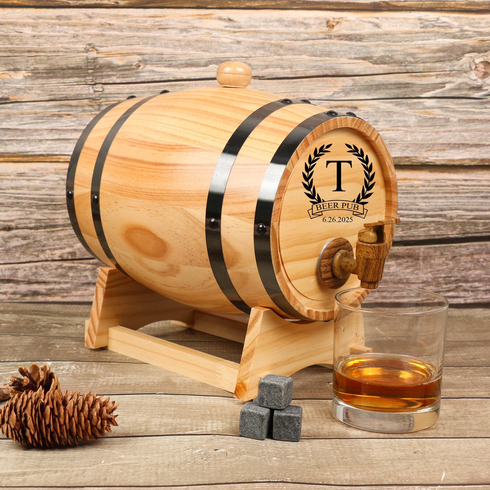 Personalized Whiskey Barrel, 1 or 3 Liter Mini Oak Wine Barrel - Man ...