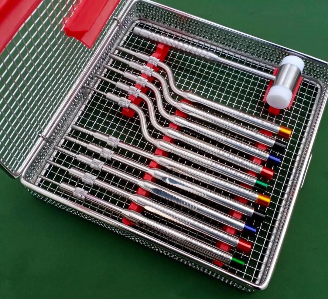 Dental Sinus Lift Osteotomes Kit Straight off Set Concave Mead Mallet ...