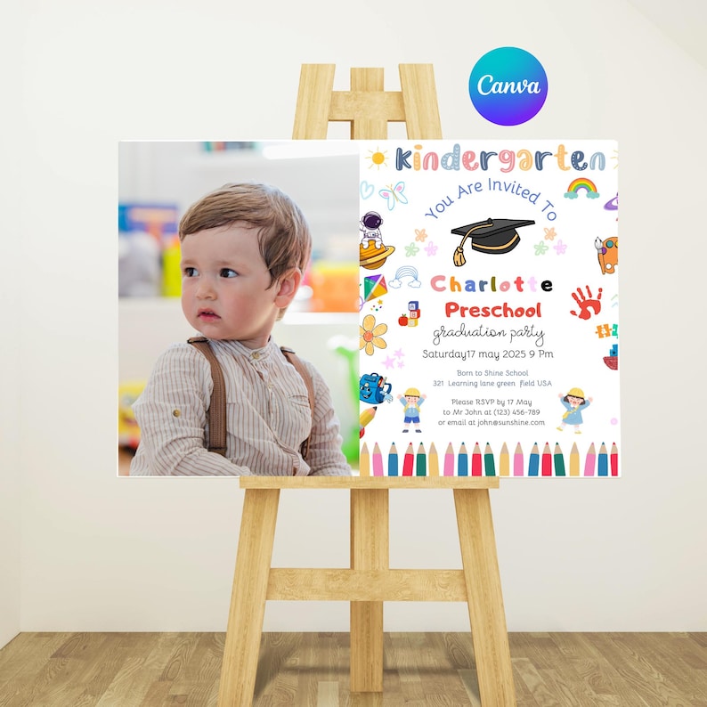 Preschool Graduation Invitation, Pre-k Grad Announcement Card ...