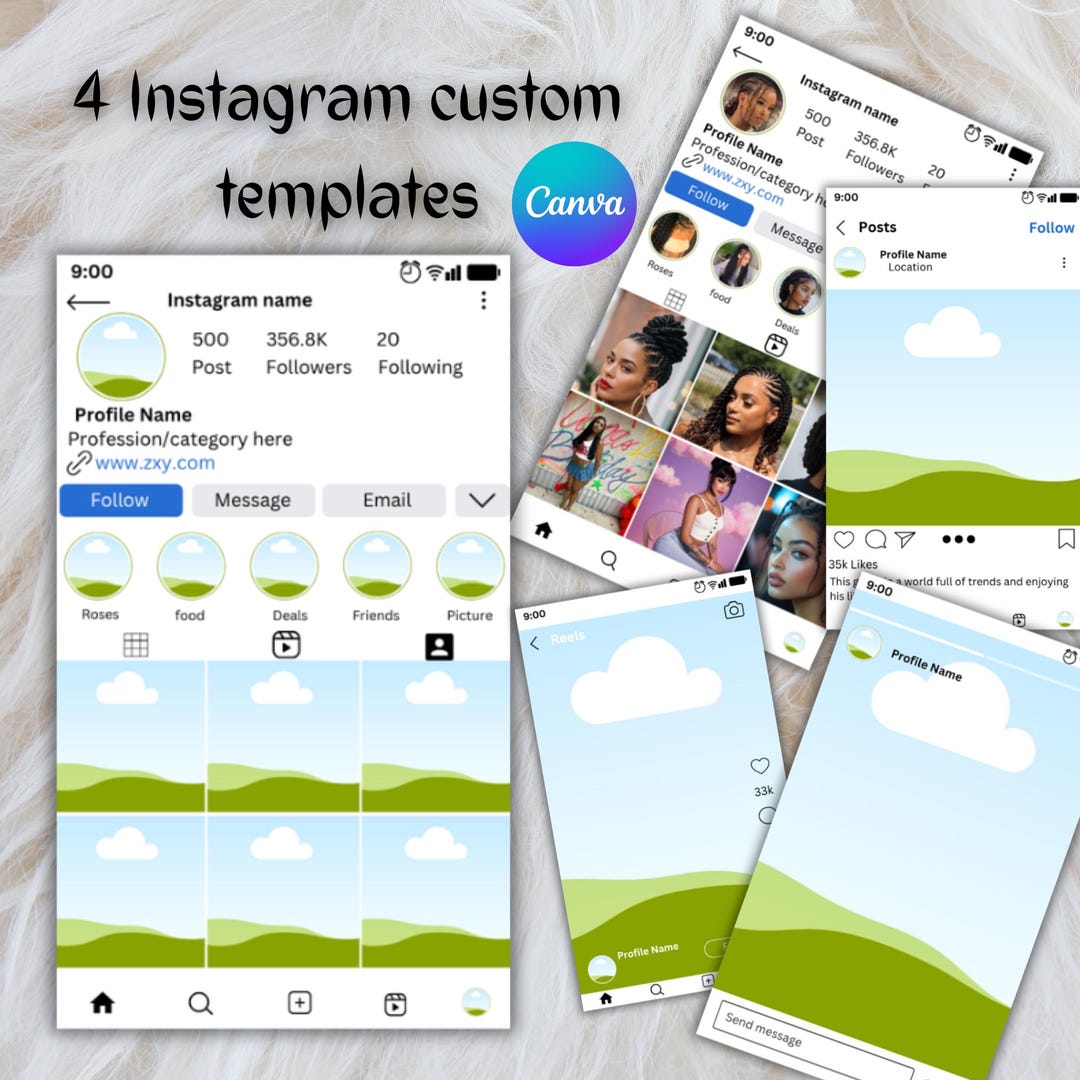 Instagram Profile Mock-up Editable Canva Templates, Social Media ...