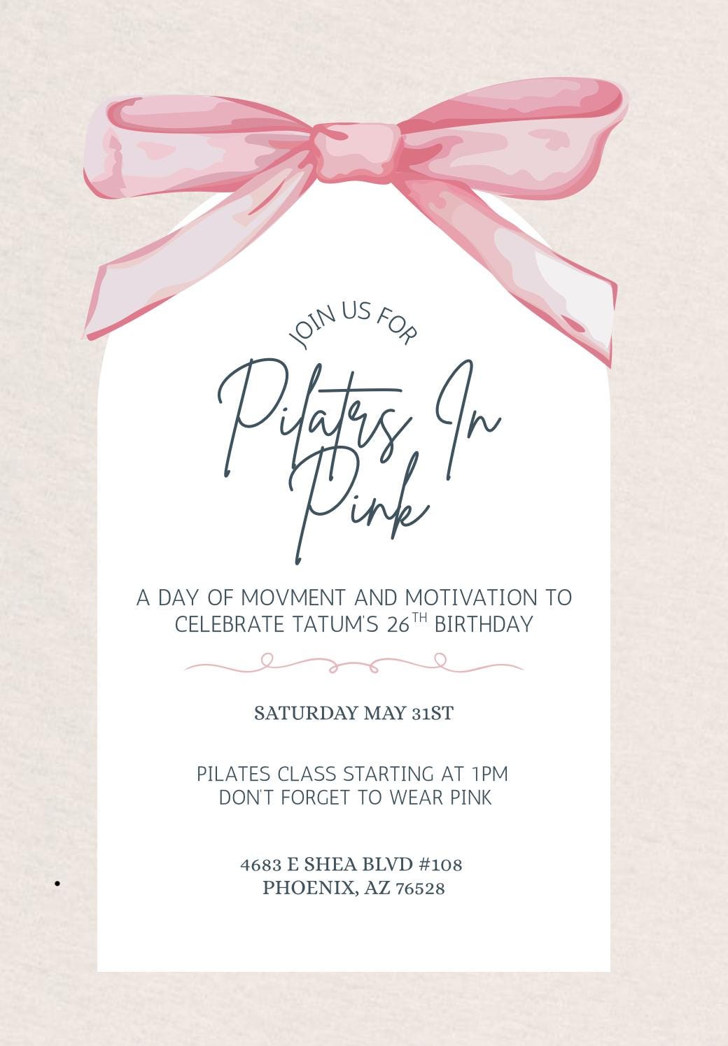 Pilates in Pink Invitation - Etsy