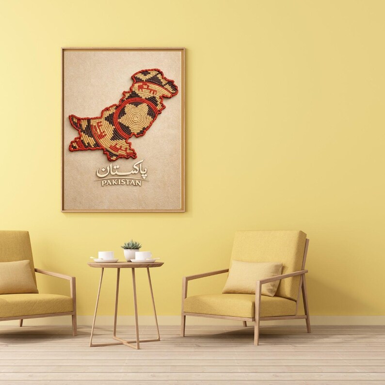 Pakistan Map in Basket Weave Design – Cultural Handmade Style Wall Art ...