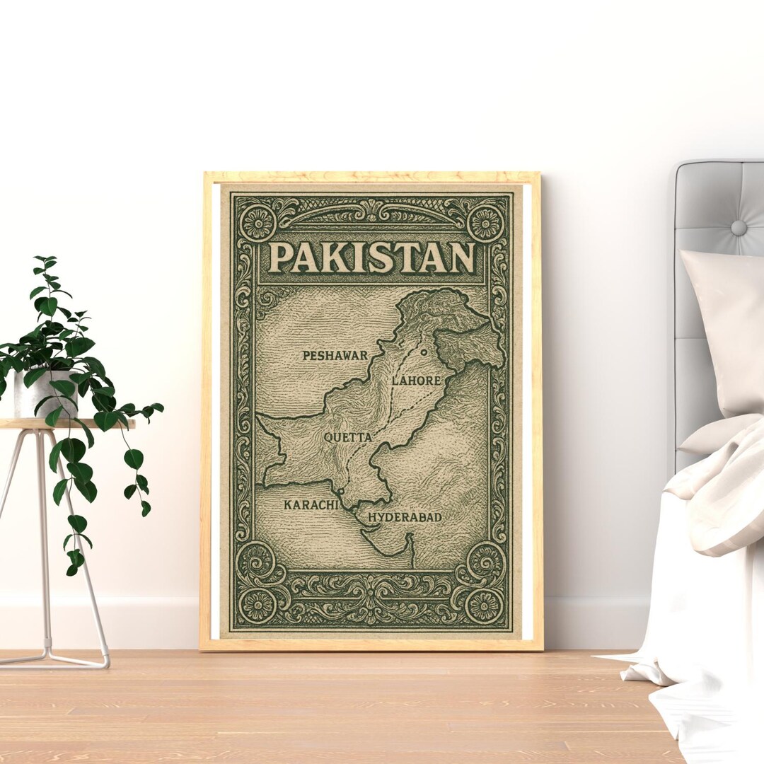 Pakistan Map Art Print: Truck Art Pattern, Azad Jammu Kashmir (digital ...