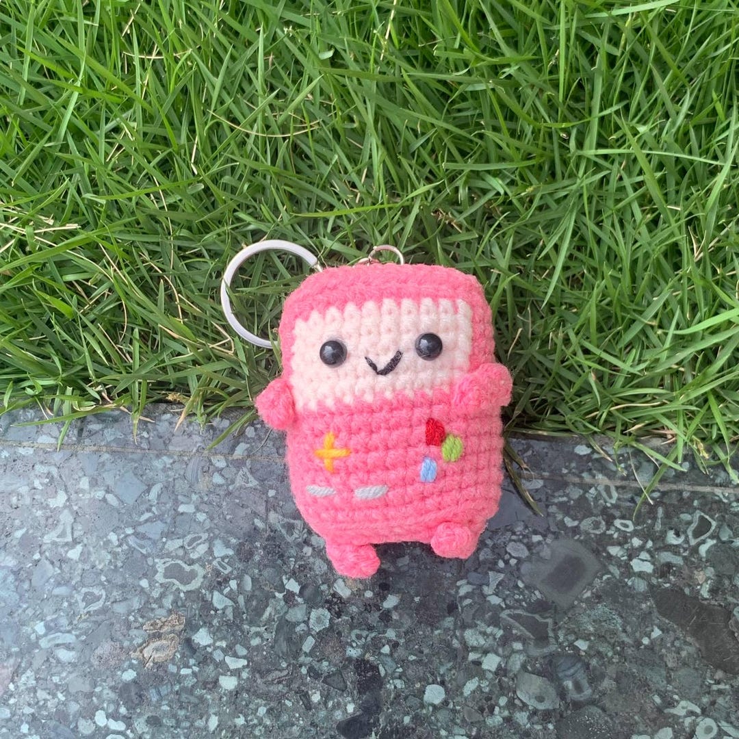Cute Pink BMO Crochet Keychains, Cute Keychains, BMO Crochet Keychain ...