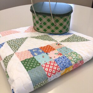 Scrappy Baby Quilt Table Quilt Reproduction Fabrics 36x36 Quilted Table ...