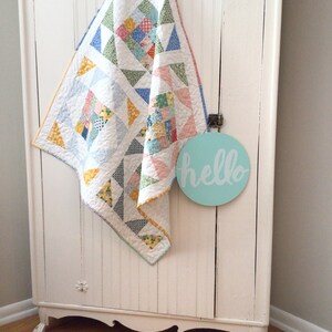 Scrappy Baby Quilt Table Quilt Reproduction Fabrics 36x36 Quilted Table ...