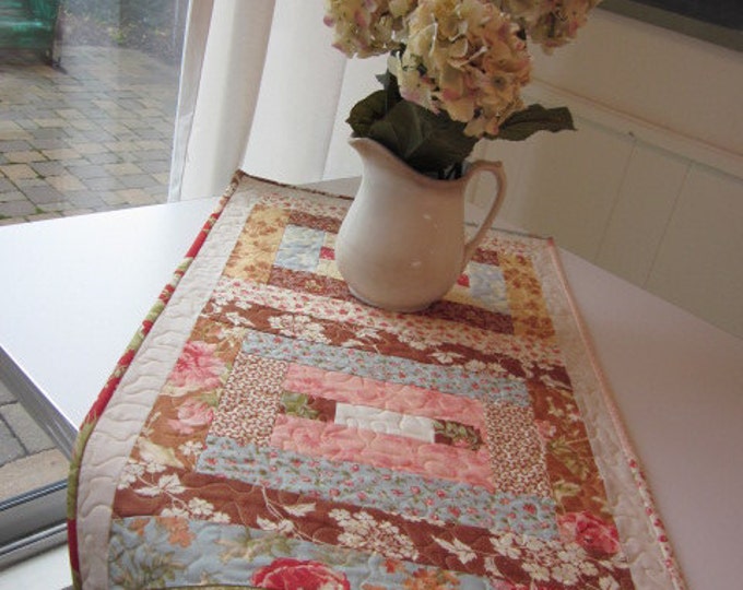 Floral Elongated Courthouse Steps Quilted Table Runner - Etsy