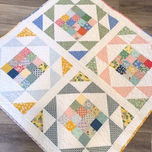 Scrappy Baby Quilt Table Quilt Reproduction Fabrics 36x36 Quilted Table ...