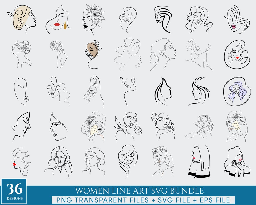Women Line Art SVG Bundle: Minimalist Female Designs (digital Download ...