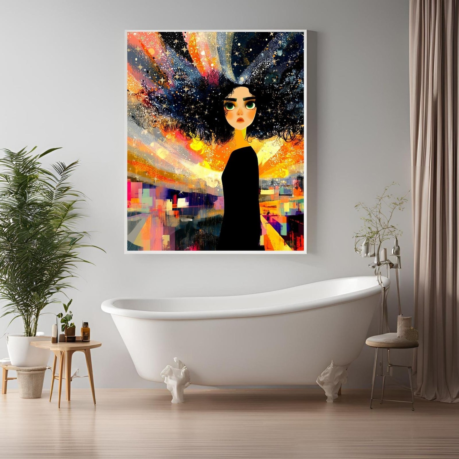 Cosmic Dreams: Abstract Woman Portrait Digital Art Print Poster ...