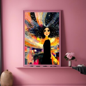 Cosmic Dreams: Abstract Woman Portrait Digital Art Print Poster ...