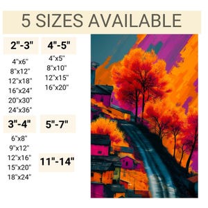 Neon Village Landscape Print – Vibrant Colorful Road Wall Art ...