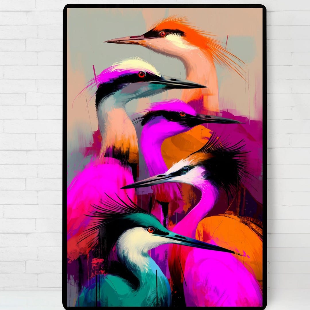 Crane Dance Poster, Digital Illustration Print, Printable Wall Art ...