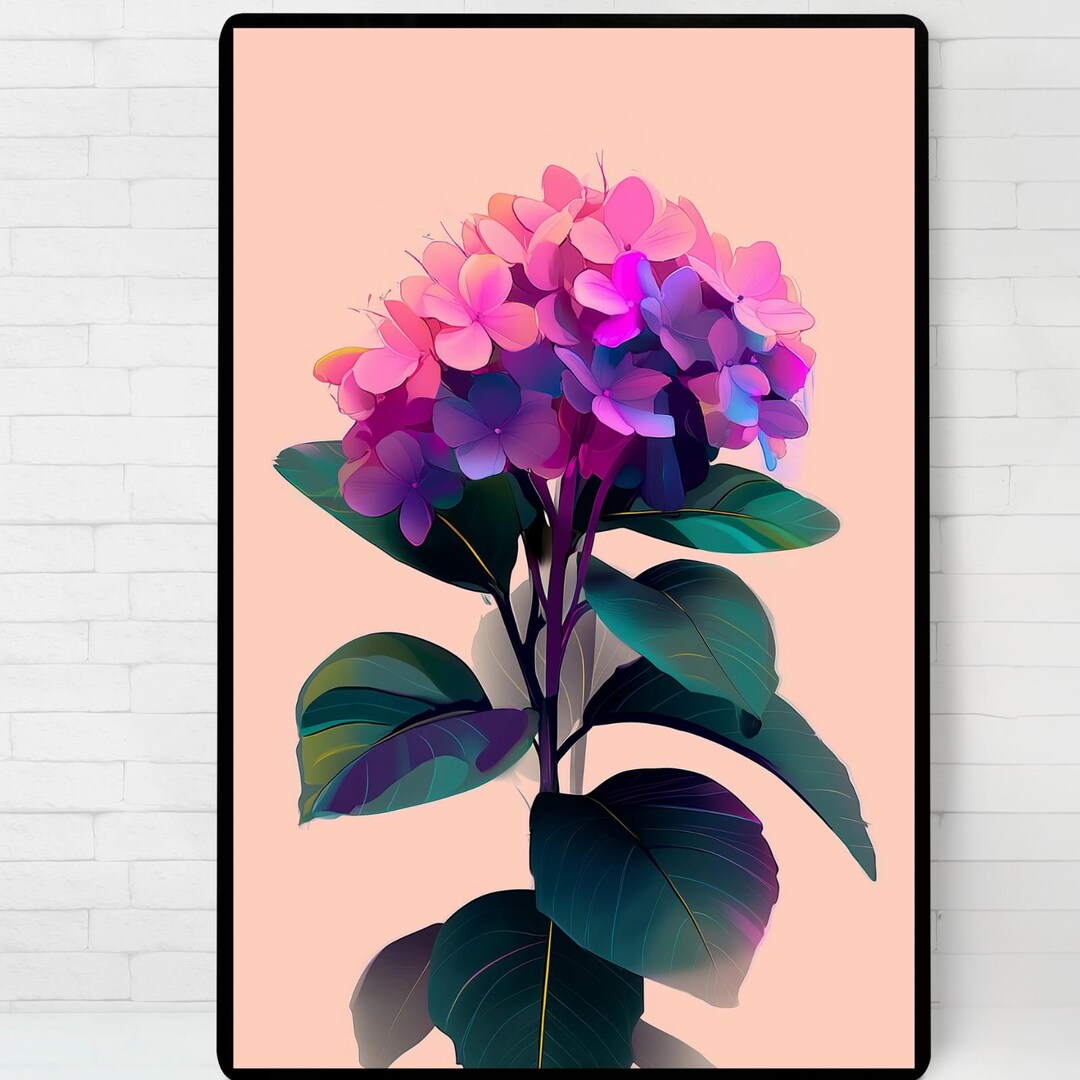 Hydrangea Art Print: Minimalist Floral Illustration (digital Download ...