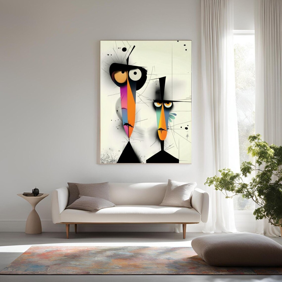 Abstract Geometric Faces Print: Modern Wall Art (digital Download, PDF ...