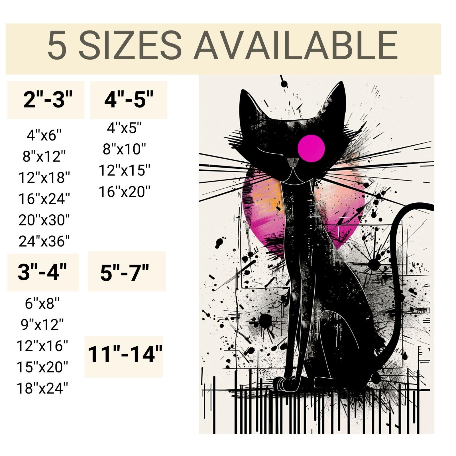 Minimalist Black Cat Poster, Digital Illustration Print, Printable Wall ...
