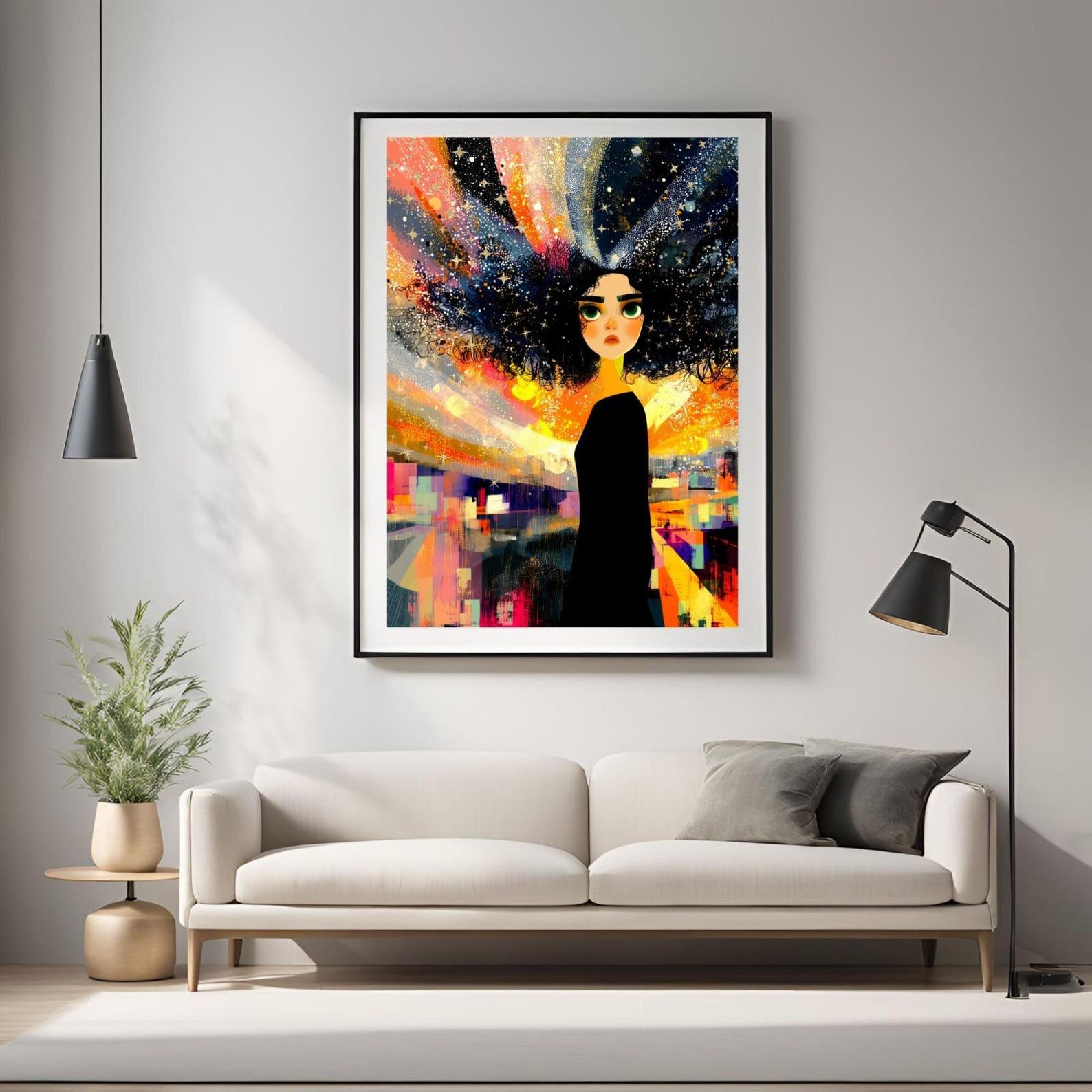 Cosmic Dreams: Abstract Woman Portrait Digital Art Print Poster ...