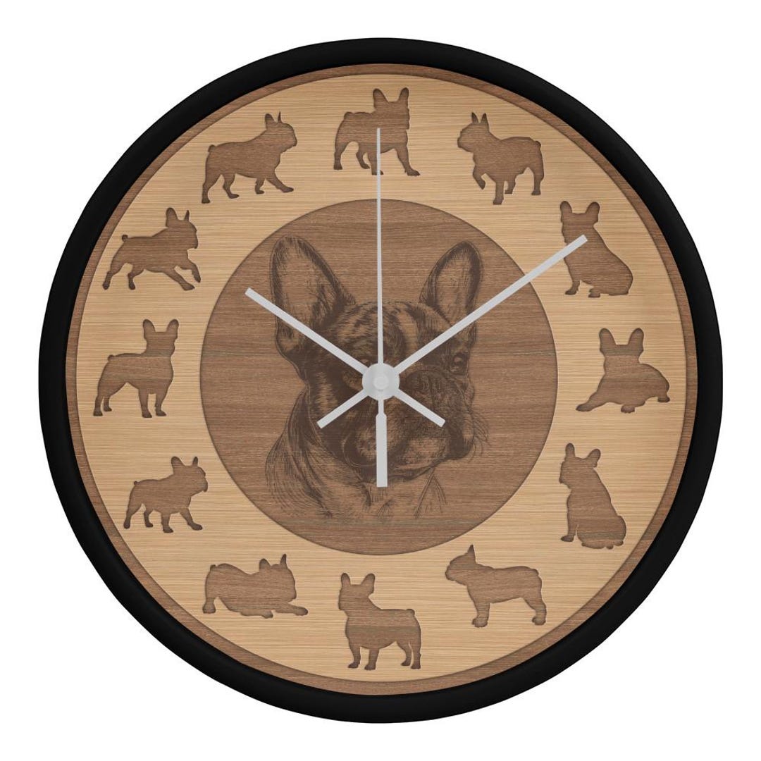 Black French Bulldog Clock – Modern Dog Wall Art, Cute Frenchie Decor ...