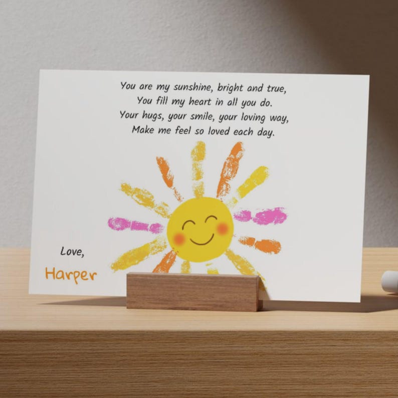 Father's Day, Mother’s Day Printable Card From Kids | A4 & US Letter | Handprint Thumbprint ...