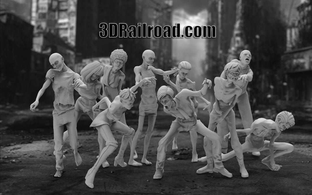 HO 1/87 Scale ZOMBIES - Custom Sculptures 3D Printed in Grey Resin - Etsy