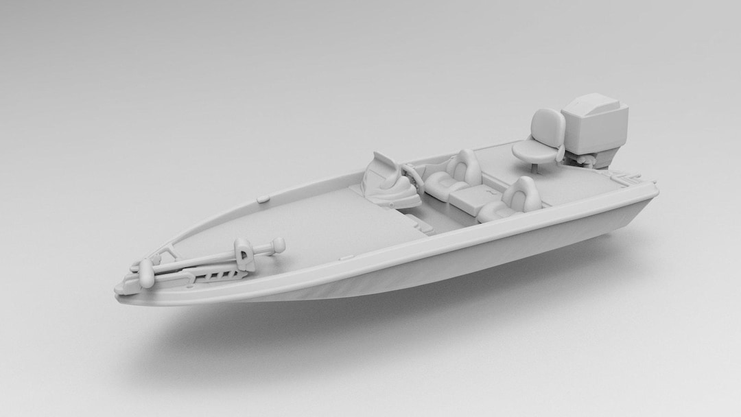 1/87 HO Scale - Bass Boat - Custom Sculptures 3D Printed in Clear Resin ...