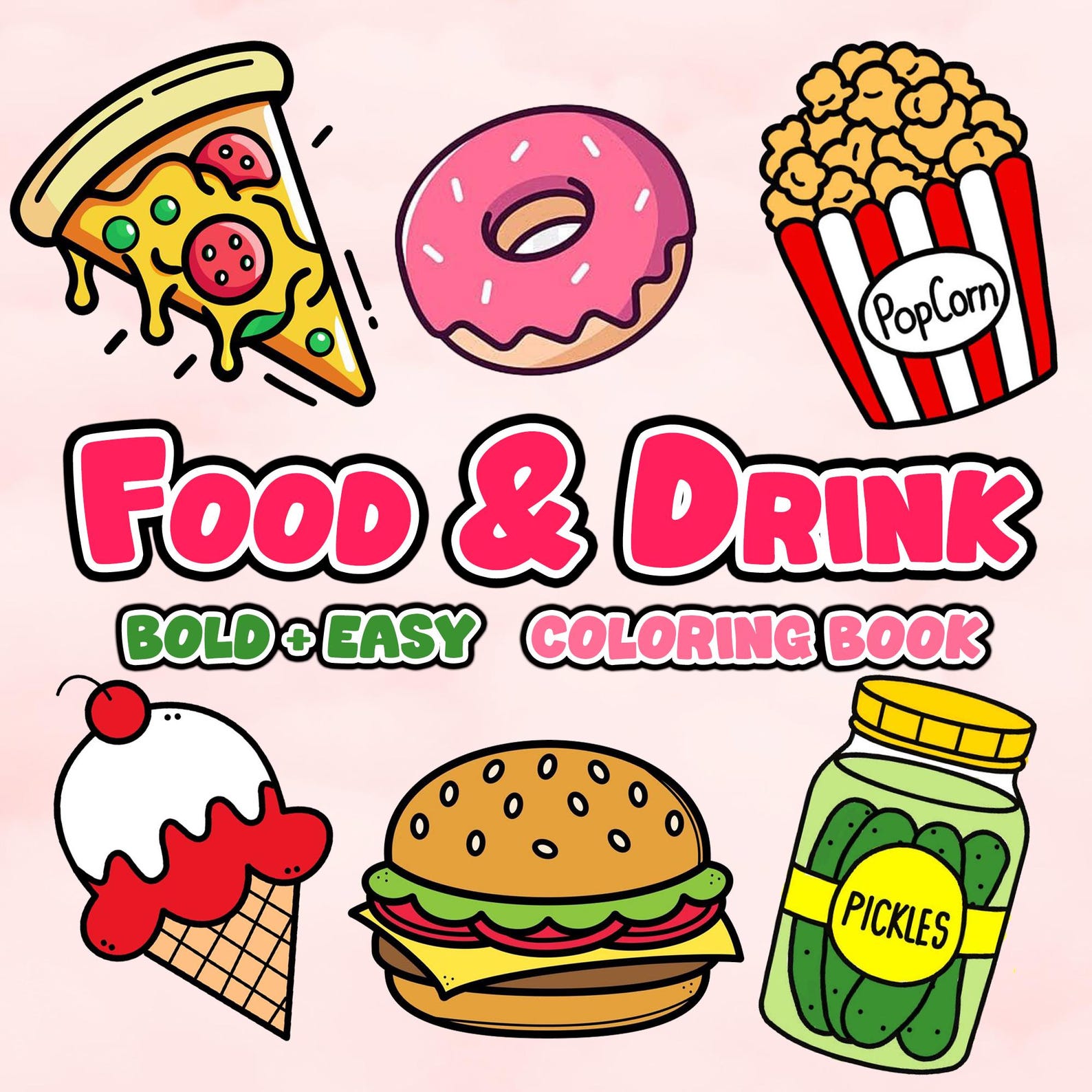 Food Drink & Sweets Relaxing Coloring Book | Food and Snacks - Etsy