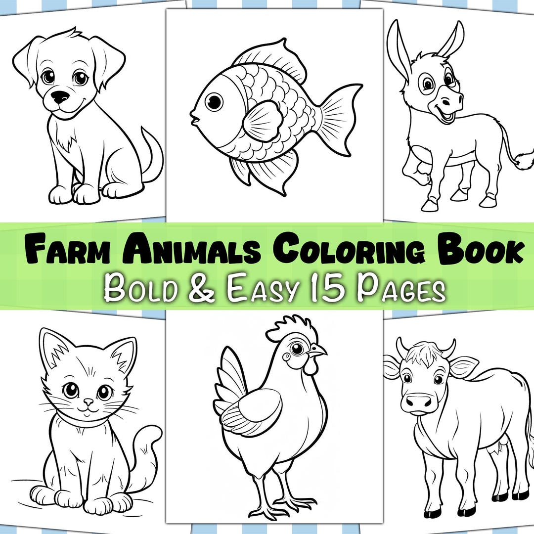 Farm Animal Coloring Book | 15 Printable Farm Animal Pages - Etsy