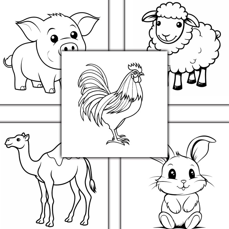 Farm Animal Coloring Book | 15 Printable Farm Animal Pages - Etsy