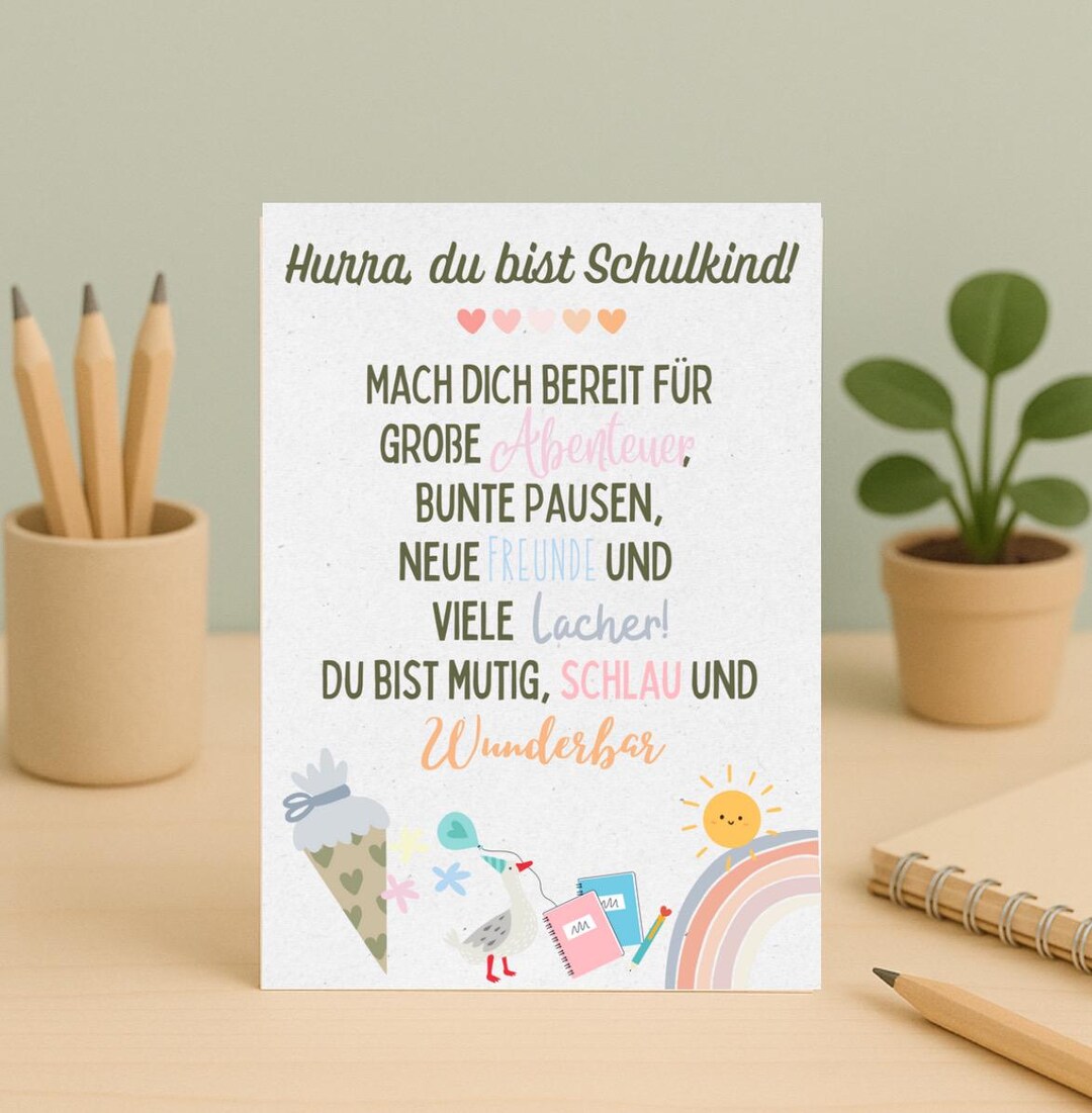 School Enrollment Card A6 Digital Download | Back-to-school Card for ...