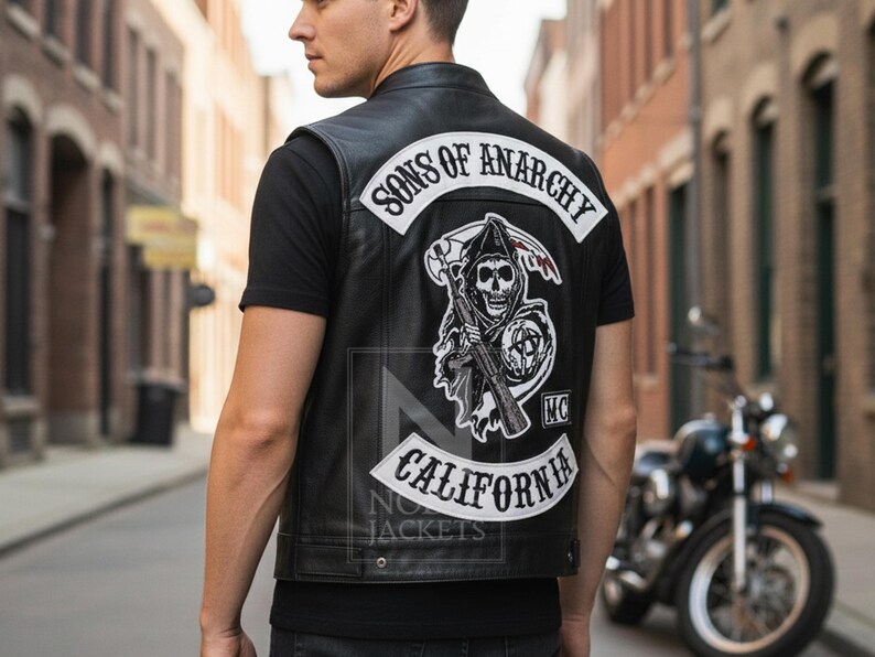 Sons of Anarchy Jax Teller Black Leather Biker Vest – Handmade SOA ...