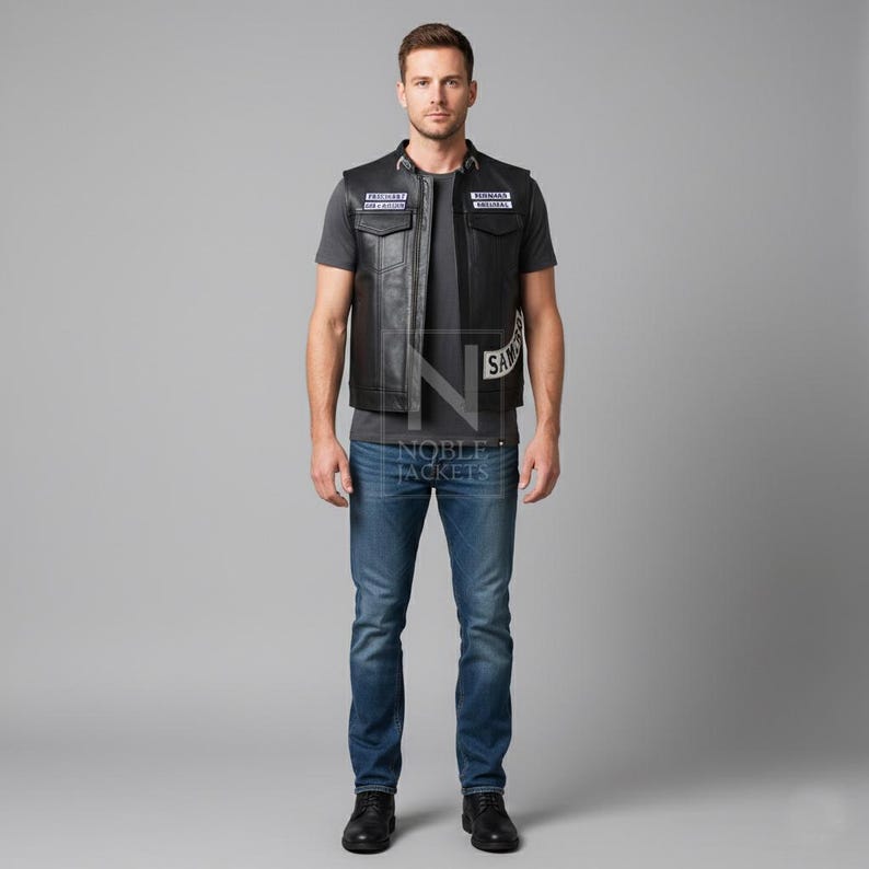 Sons of Anarchy Jax Teller Black Leather Biker Vest – Handmade SOA ...