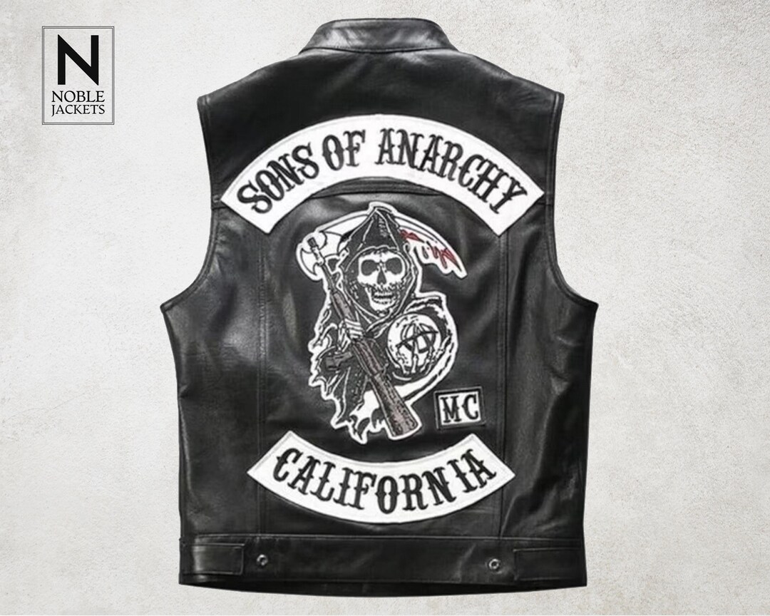 Sons of Anarchy Jax Teller Black Leather Biker Vest – Handmade SOA ...
