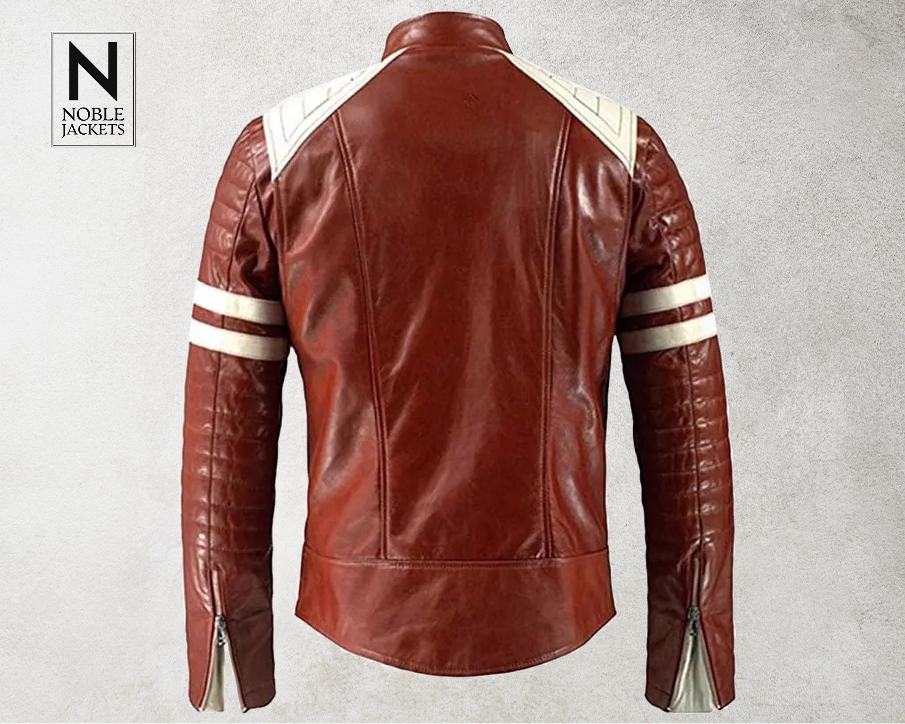 Fight Club Tyler Durden Red Leather Jacket: Sheepskin Biker Style - Etsy