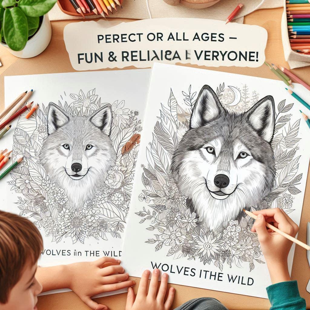 Wolves in the Wild 125+ Coloring Pages for All Ages Relaxation ...