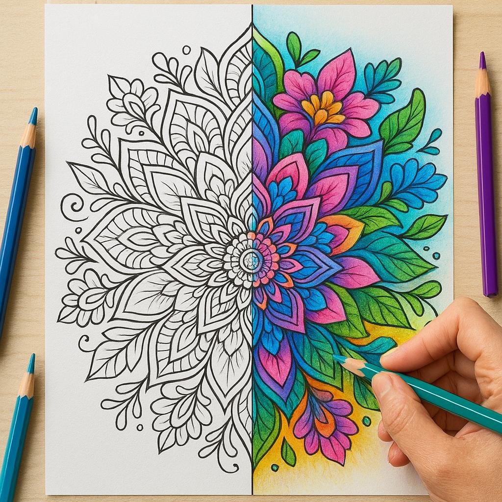 130+ Floral Rose Mandala Coloring Pages Printable Adult Coloring Book ...