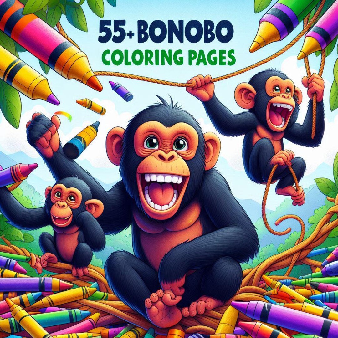 Bonobo Coloring Pages for Kids, 55+ Animal Printables (PDF) - Etsy