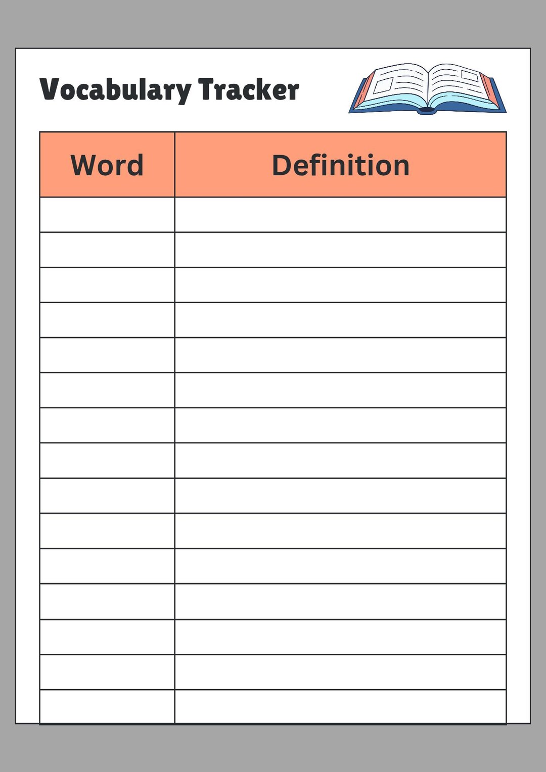 Vocabulary Tracker. - Etsy
