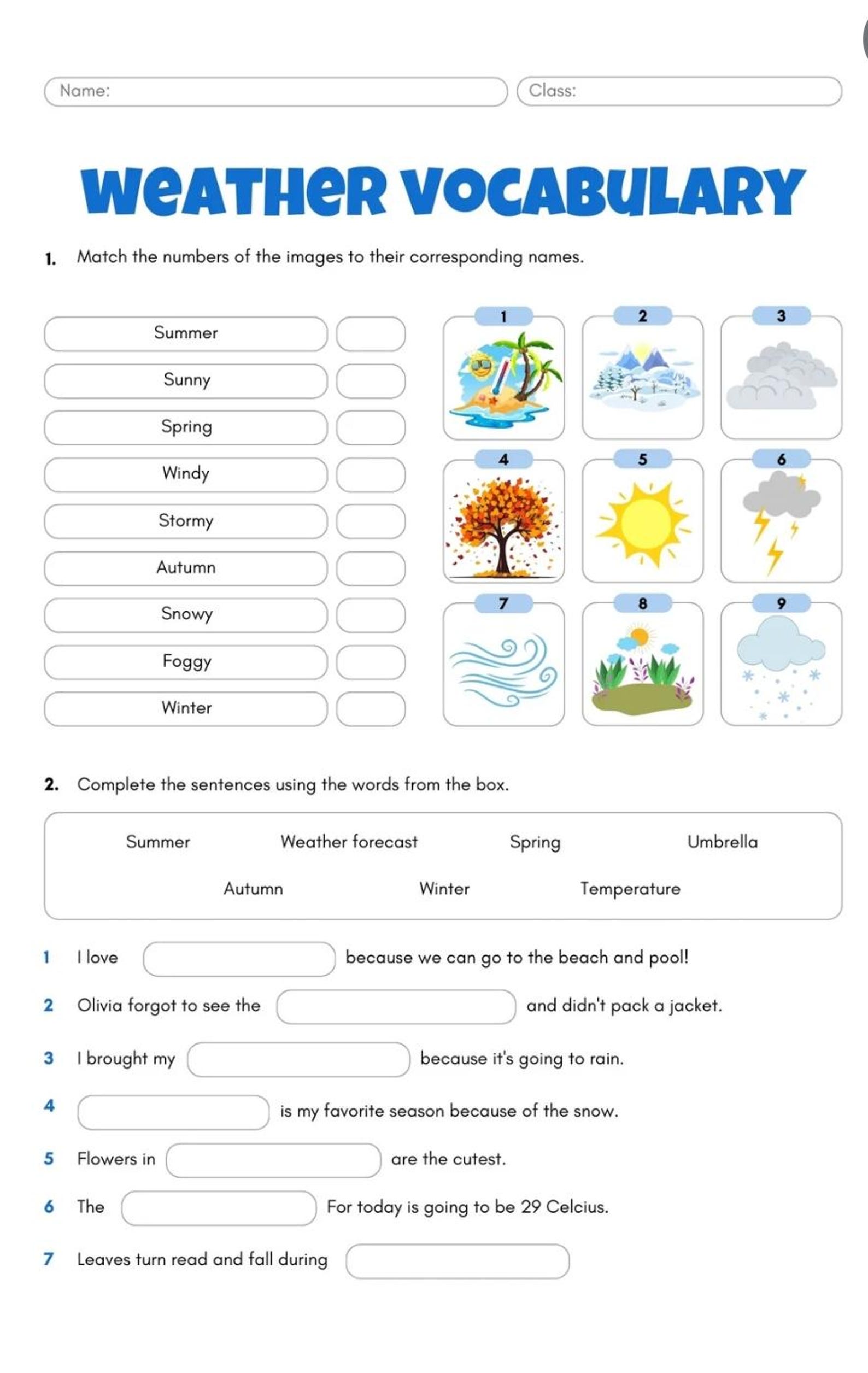Weather Sheets for Children's Knowledge. - Etsy