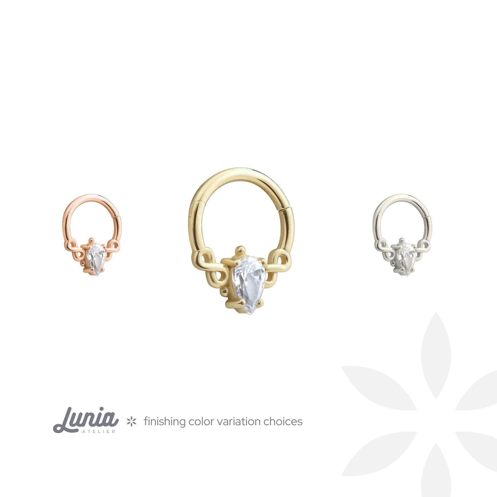 14K Solid Gold CZ Infinity Stone Hoop Earring Helix Nose Forward Conch ...
