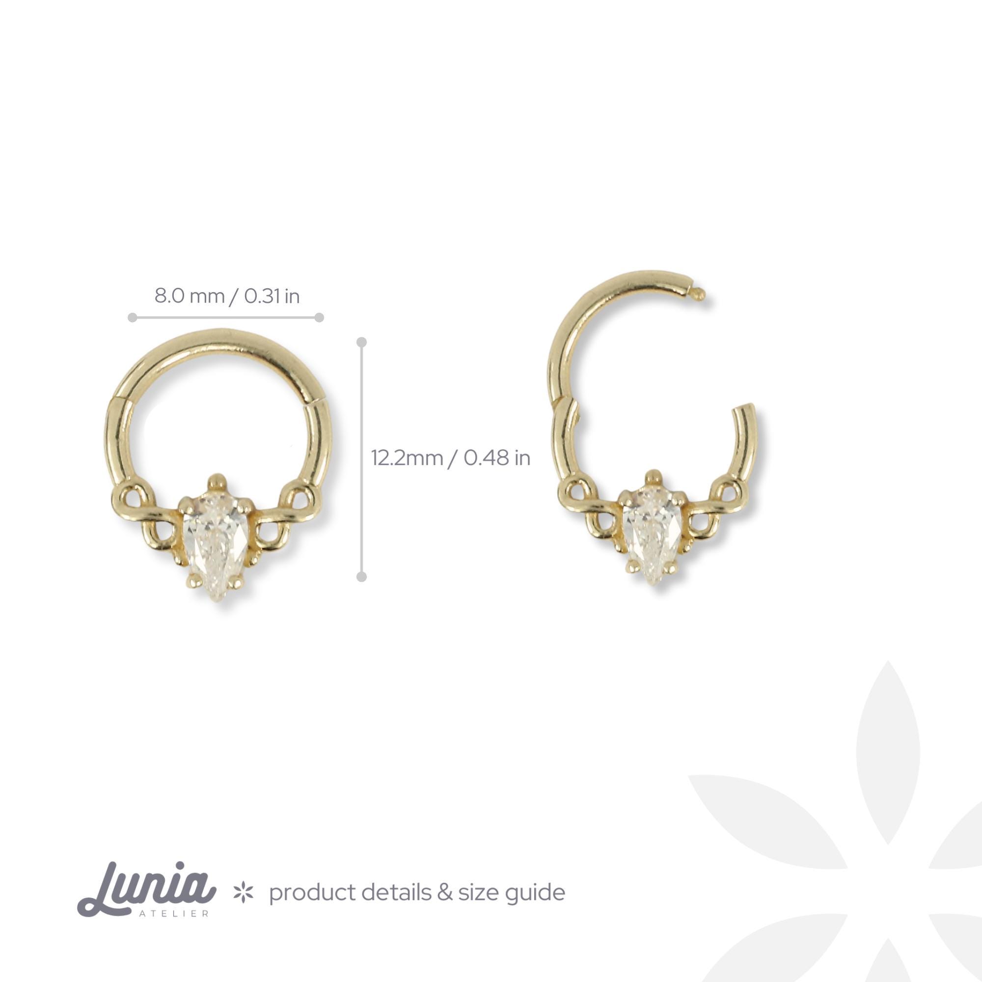 14K Solid Gold CZ Infinity Stone Hoop Earring Helix Nose Forward Conch ...
