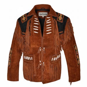 Men's Suede Leather Cowboy Jacket: Western Cowboy Fringe & Beaded Coat ...