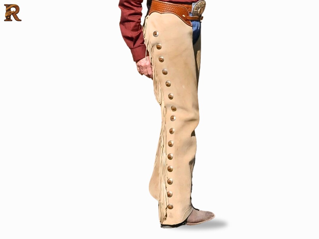 Men's Handmade Buckskin Cowboy Leather Chaps: Western Horse Riding ...