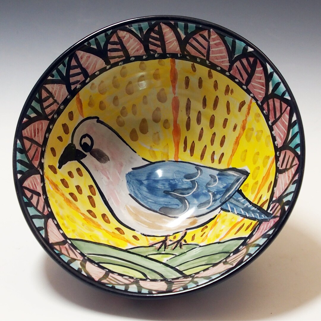 Mourning Dove Songbird Bird Pottery Medium Serving Bowl Handmade ...