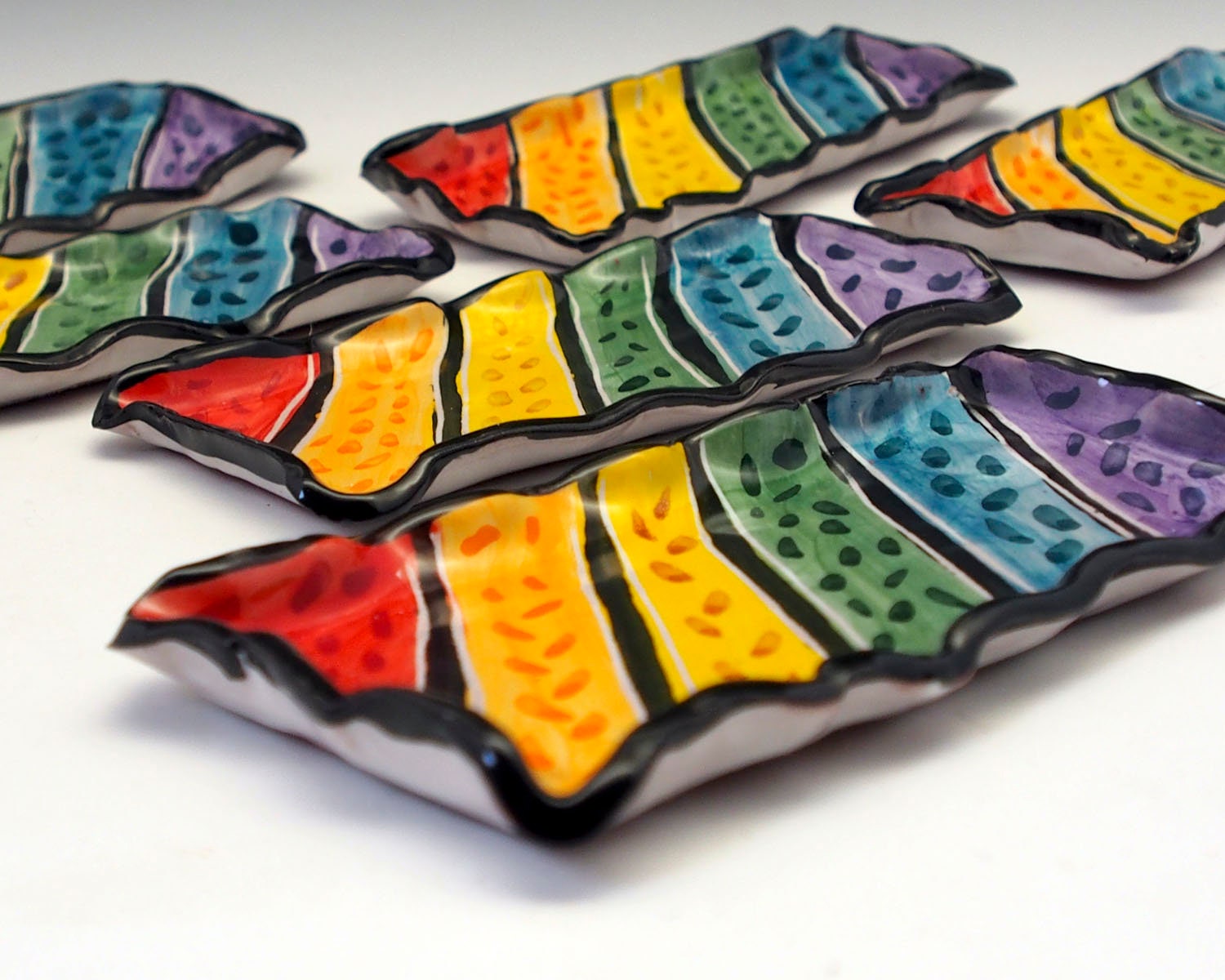 Rainbow Pottery Spoon Rest Small Tray or Butter Dish | Etsy